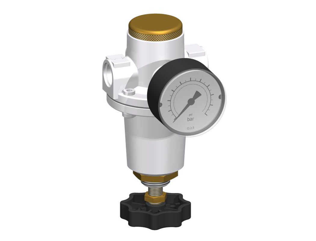Pressure regulator G1/2 0,5-10 with gauge G 50.16 R and panel mounting ring - knocks.de