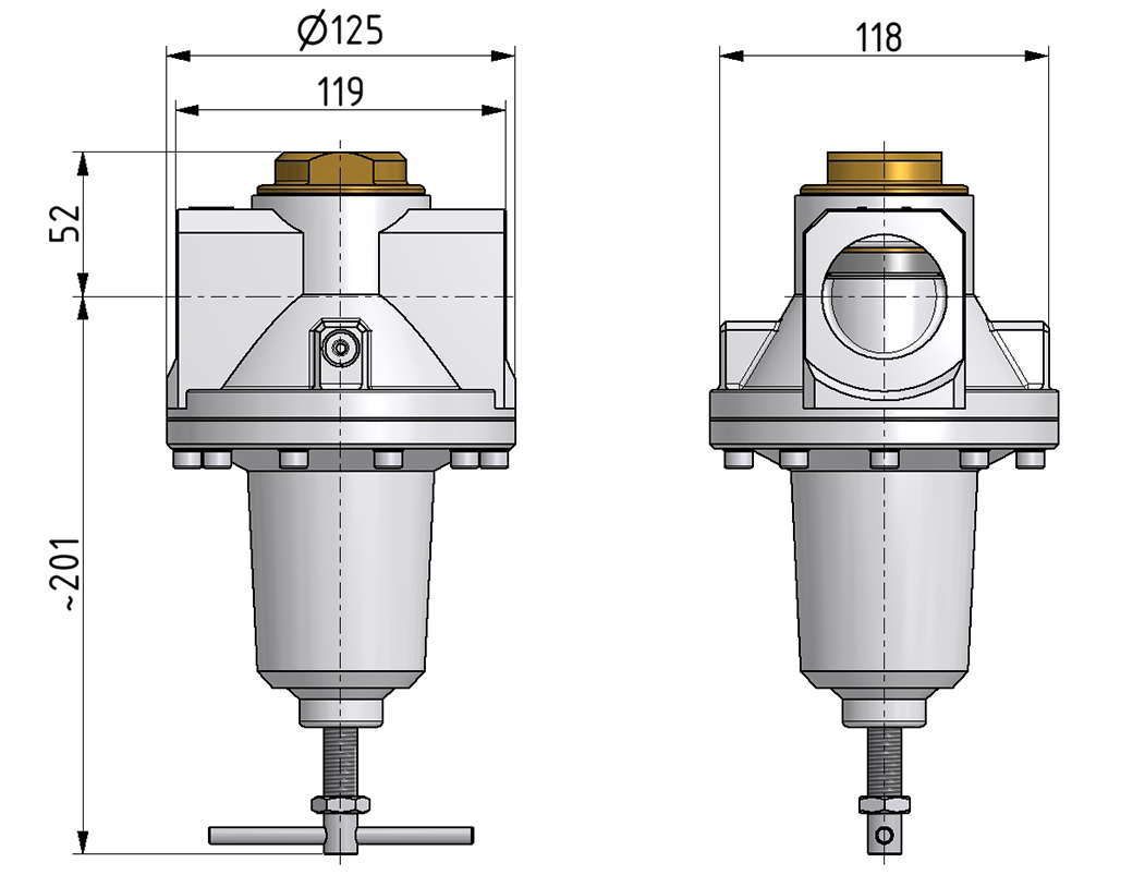 Pressure regulator G1 1/2 0,5-16 bar with P1 max.=40bar - knocks.de