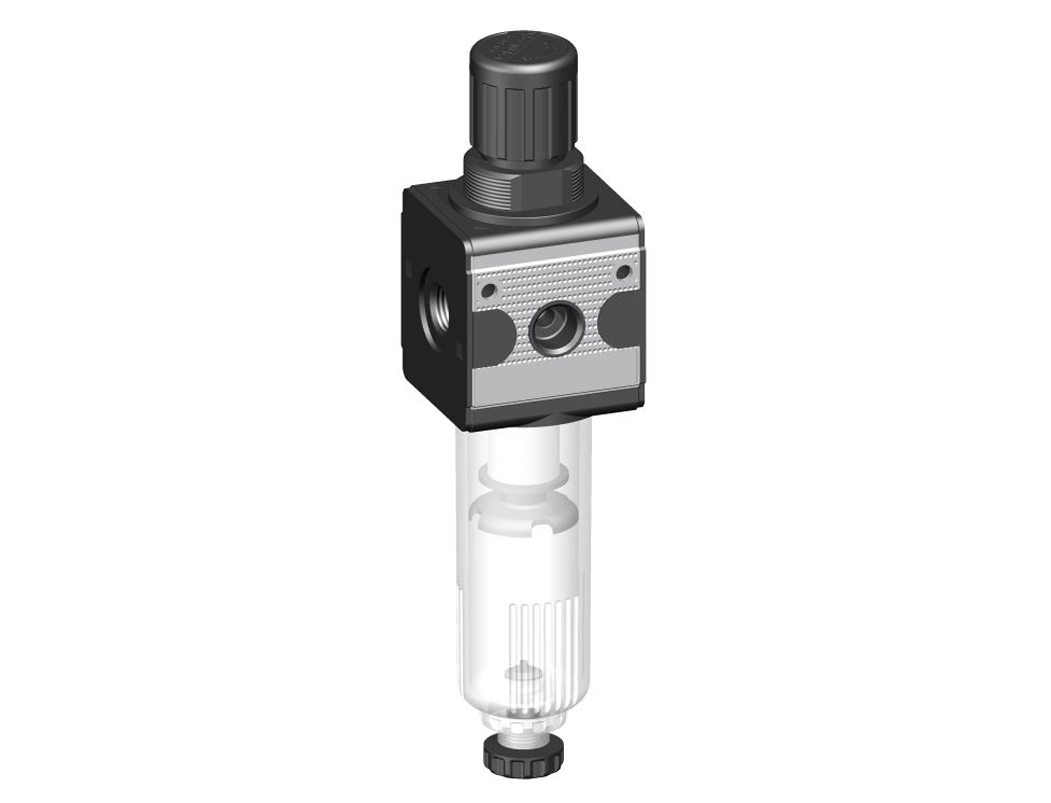 Filter regulator G3/8 0,5-10 5µm with PC bowl and semi automatic drain - knocks.de