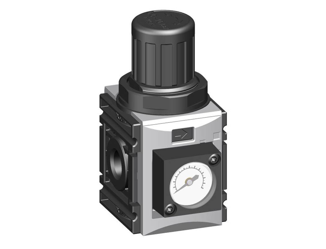 Pressure regulator G1/4 0,5-10 with integrated gauge and panel mounting ring - knocks.de