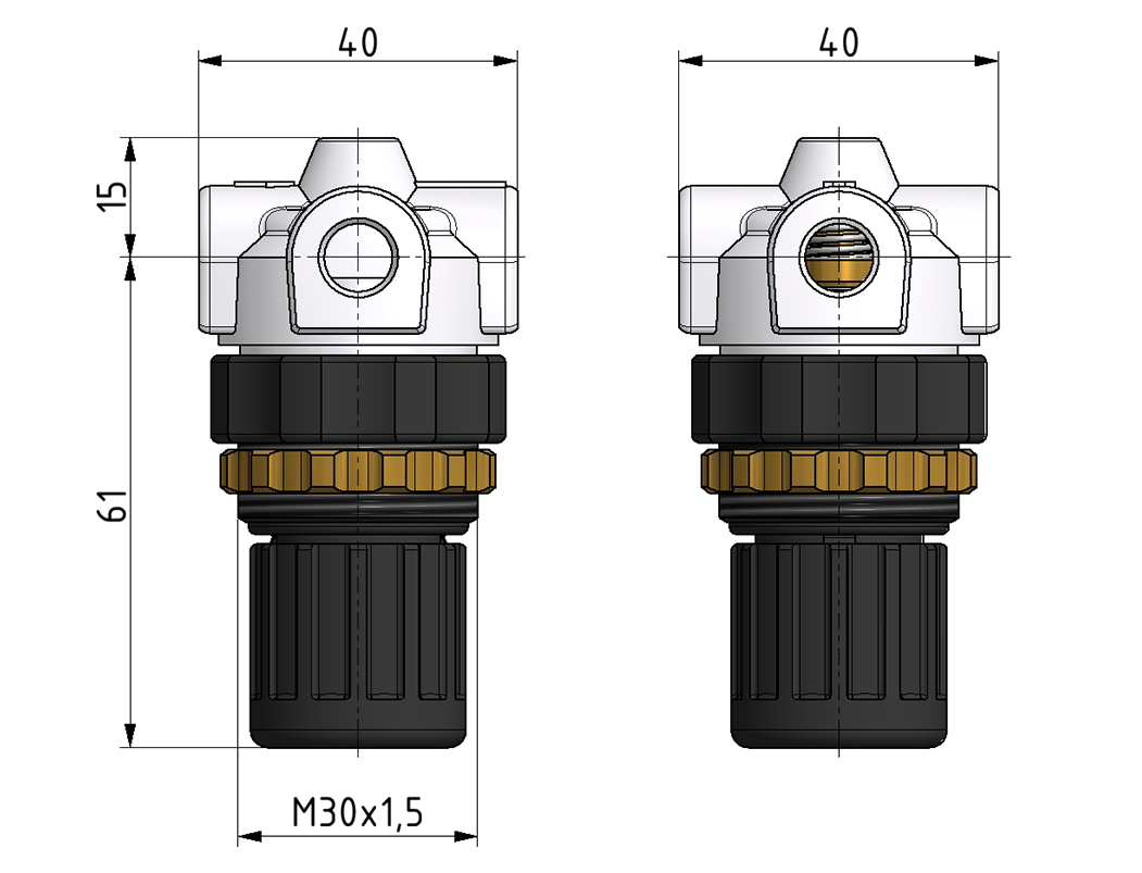 Pressure regulator G1/4 0,1-3 with panel mounting ring (brass) - knocks.de