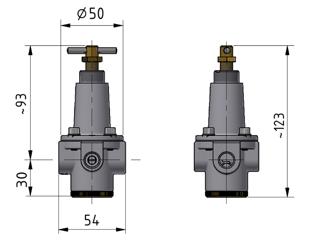 Pressure regulator G3/8 0,5-25 with P1 max.=40bar - knocks.de